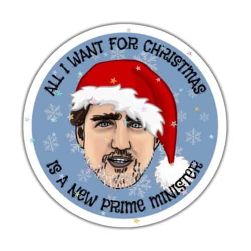 All I Want For Christmas Is A New Prime Minister Sticker | Justin ...