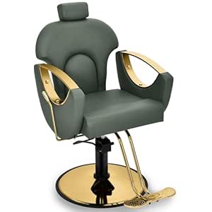 Amazon.com: Dangvivi Dark Green Barber Chair for Home Barbershop,Grey ...