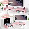 Amazon.com: TEAMIX Pink Dual Monitor Stand Riser with Drawer - Length ...
