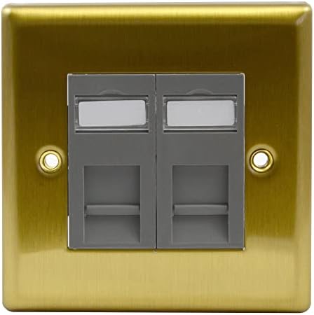 Varilight XBG2 Brushed Brass Single Gang Electrical Faceplate with Two ...