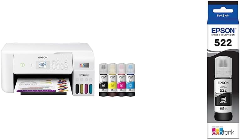 Amazon.com: Epson EcoTank ET-2803 Wireless Color All-in-One Cartridge ...