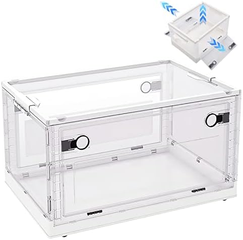 BTGGG Collapsible Storage Box Large 42L Stackable Clear Plastic ...