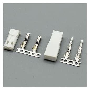 Amazon.com: 10-100 Set 2.54mm JST SYP 2-Pin Female Male Red Black White Plug Housing Crimp ...