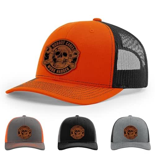 Amazon.com: Nobody Cares Work Harder Hat, 112 Style Trucker Leather ...