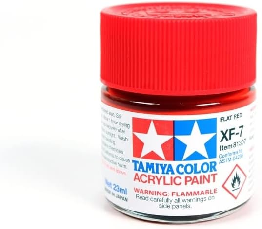 Amazon.com: TAMIYA Acrylic XF-7 Flat Red 23ml TAM81307 : Arts, Crafts ...
