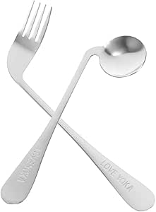 Amazon.com: Healvian Angled Fork Spoon Curved Utensil Angled Fork ...