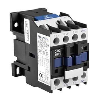 Heschen AC Contactor, CJX2-1801, 24V 50/60Hz Coil, 3P, 3 Pole, Normally Closed, Ie 18A, Ue 380V ...