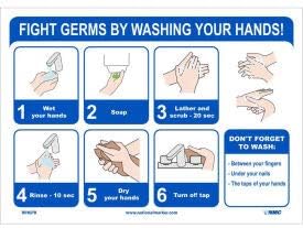 Amazon.com: Fight Germs By Washing Your Hands Sticker, 10" X 14", Vinyl ...