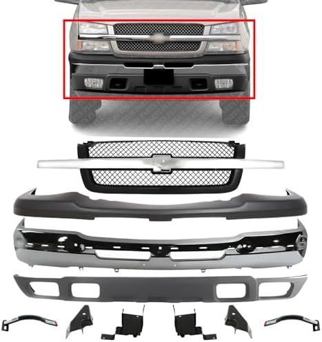 Amazon.com: AUTOS PARTS PLUS Front Bumper Chrome + Grille Mesh With ...