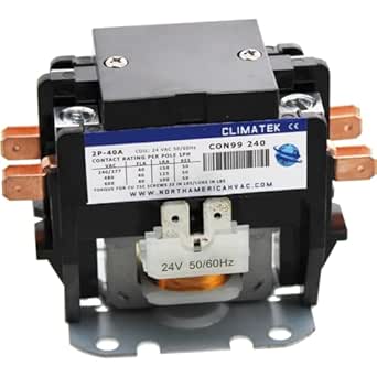 2 Pole AC Contactor, Generic Heavy Duty 40Amp 24V Coil Air Conditioner ...