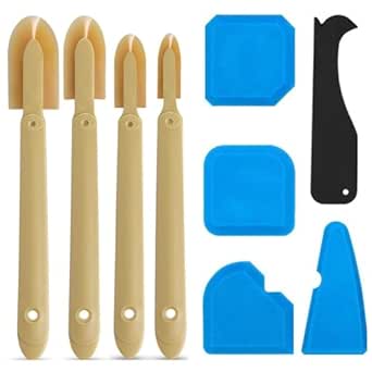 9 Pcs Caulking Tool Kit, 4 Size Rubber Sealent Finishing Tool, 5 Shape ...