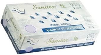 Sanitex - Disposable Vinyl Gloves, Powder Free - Box Size Medium ...
