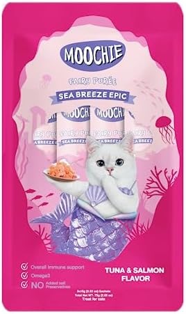 PETS EMPIRE Moochie Smooth Creamy Cat Treats Combo, Tuna Salmon Flavour ...
