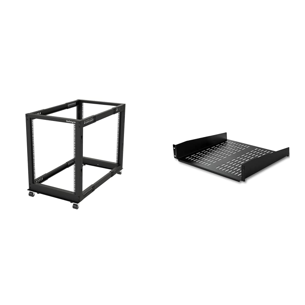 Amazon.com: StarTech.com 4-Post 15U Mobile Server Rack and 2U Vented ...