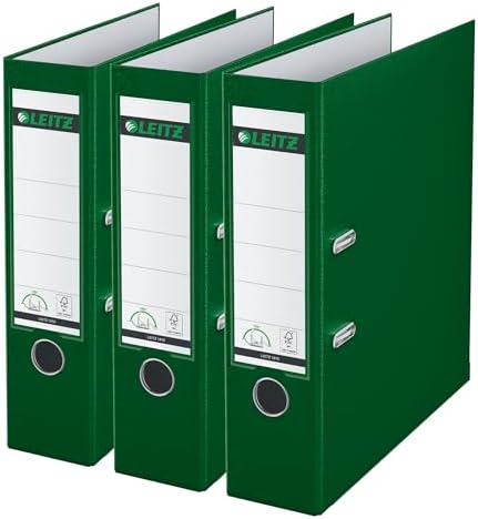 Leitz Lever Arch File, Green, Plastic, A4, 8 cm spine, 10150055 ...