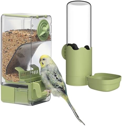 Automatic Bird Feeder Water Dispenser Set, Acrylic No Mess Bird Cage ...