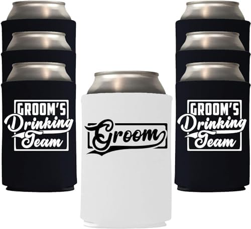 Amazon.com: LADY & HOME Set of 7 Groom and Groomsmen Can Coolers ...