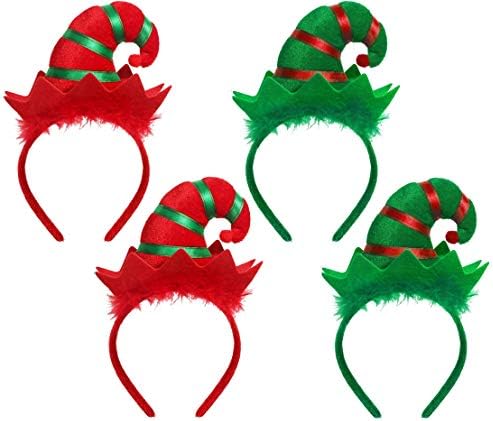 Amazon.com: Bnikion 4 Pack Christmas Headband Elf Headband Multicolored ...