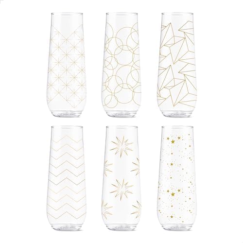 Amazon.com | TOSSWARE RESERVE 9oz Stemless Flute - Color Series SET OF ...