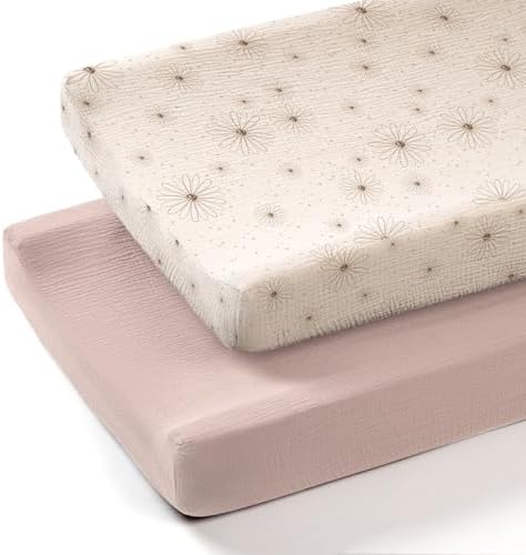 Amazon.com: Blissful Diary Muslin Changing Pad Cover for Girls Boys ...