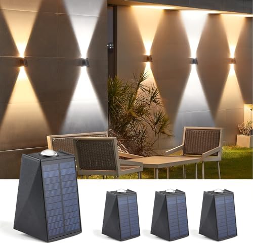 LUHLEE Solar Outdoor Wall Lights Up and Down,Outdoor Lamp Wall Sconces ...