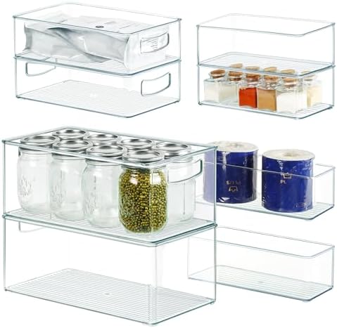 Amazon.com: Qilinba 8 PACK Clear Storage Bins for Pantry Organizing ...