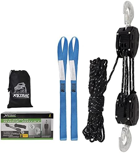 XSTRAP STANDARD Heavy-Duty 2,000LB Reflective Rope Hoist Pulley 50 Feet ...