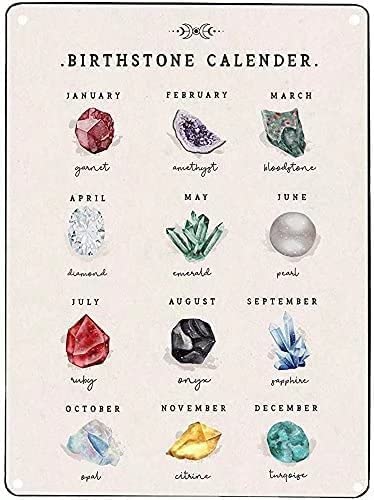 Amazon.com: Starotore Birthstone Calender Chart Metal Tin Signs Retro ...