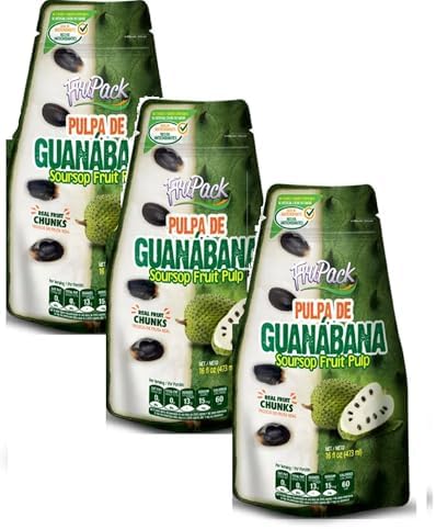 Amazon.com : Guanabana pulpa Soursop Fruit Pulp FruPack 16oz- pack of 3 ...