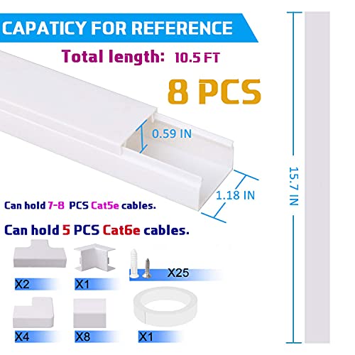 Buy Cable Concealer on Wall Raceway, BIAL 10.5 FT Paintable Cable ...