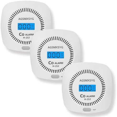 3 Packs Carbon Monoxide Detector - AGSMXSYG Carbon Monoxide Alarms ...