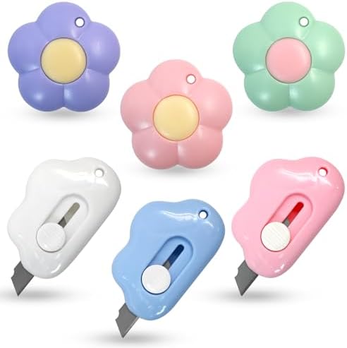 Amazon.com: 6 Pack Mini Box Cutter, Cute Paper Cutter Cloud and Flower ...
