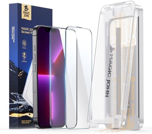 Amazon.com: MAGIC JOHN 2 Pack for iPhone 13/14& iPhone 13 Pro 6.1 inch Tempered Glass Screen ...