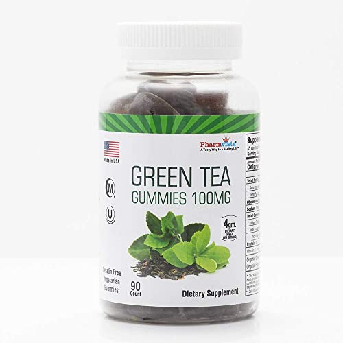 Pharmvista Green Tea & Peppermint Gummies 100mg - Gluten Free, | Gourmetian