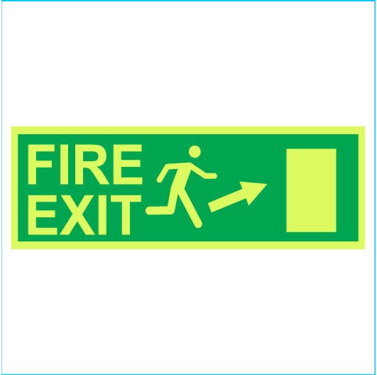 Buy Fire exit Right up Arrow Sign Glow Fire Safety Radium Night Glow ...