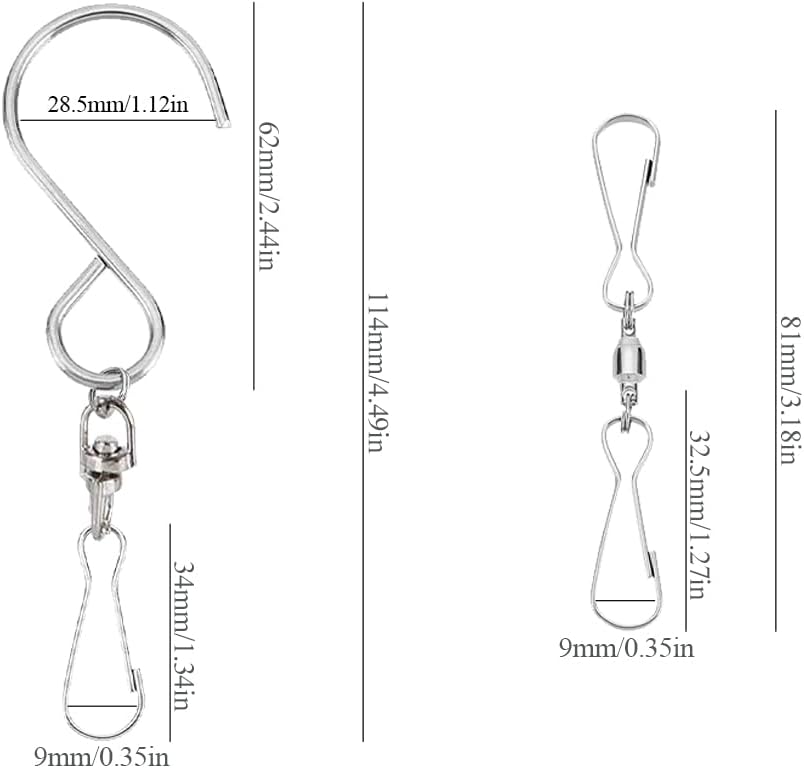 ManYing 20 Pcs Dual Swivel Hooks Clips Metal Wind Spinner Swivel Hooks ...