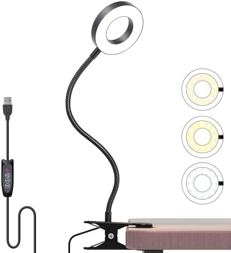 iZELL LED Desk Lamp with USB Adapter【3 Color Modes 10 Brightness】 Eye ...
