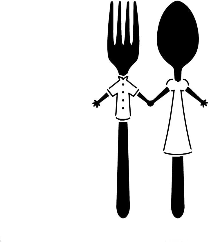 Amazon.com : Fork & Spoon Boy Girl Stencil Kitchen Stencils 7.7" w x 9 ...