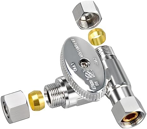 Tee Stop Valve, Add-A-Tee Valve 3/8" x 3/8" x 3/8", 1/4 Turn, Brass ...