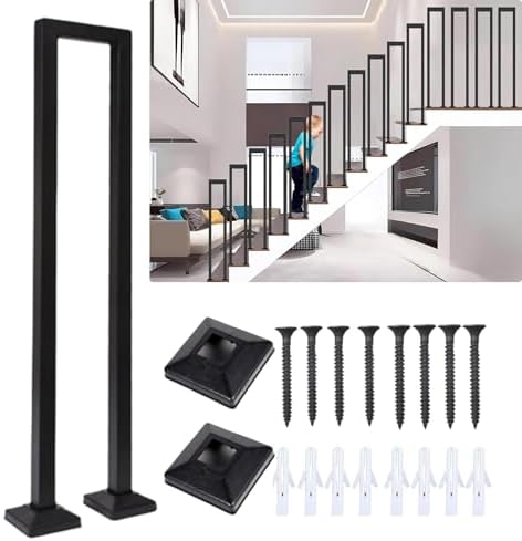 XHKJYSDP 2Pcs U-Shaped Stair Handrail, Matte Black Hand Rail for Indoor ...