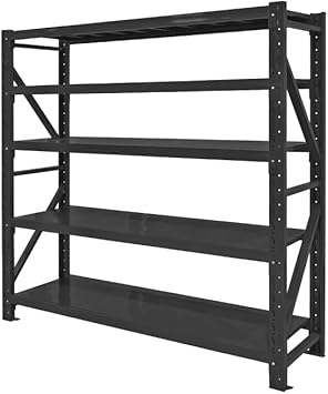 Amazon｜KIKAIYA スチールラック 5段 ブラック 業務用 中量棚 メタルラック 耐荷重350kg×5 幅2000×奥行600×高さ2000mm 収納ラック 収納棚 業務用 SET ...