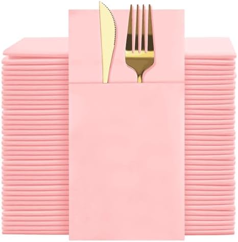 Amazon.com: Pink Dinner Napkins Disposable - 50Pack Linen-Feel Paper ...