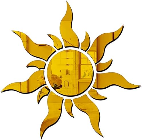 Bikri Kendra - Sun Golden Decorative Mirror Stickers for Wall, Wall ...