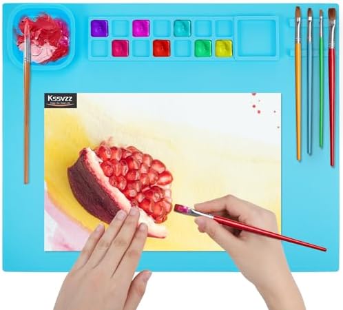 Silicone Craft Mat, 60X40CM Large Silicone Painting Mat with Cup and ...