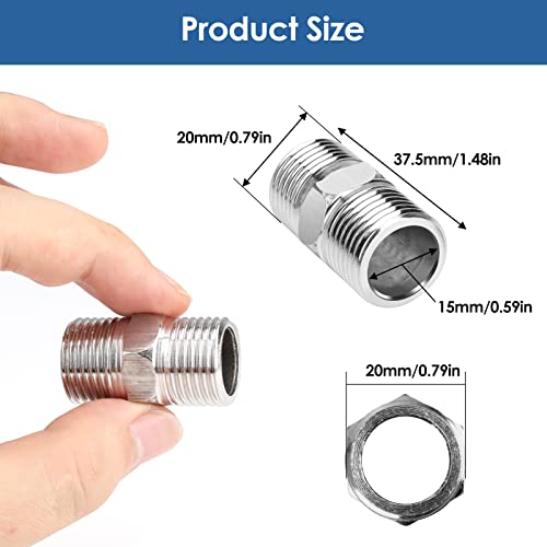 2Pcs Shower Hose Connector DN15 1/2″ Shower Head Extension Stainless ...