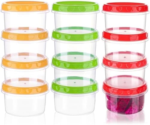 12PCS Plastic Round Food Containers with Screw on Lids 250ML, Stackable ...