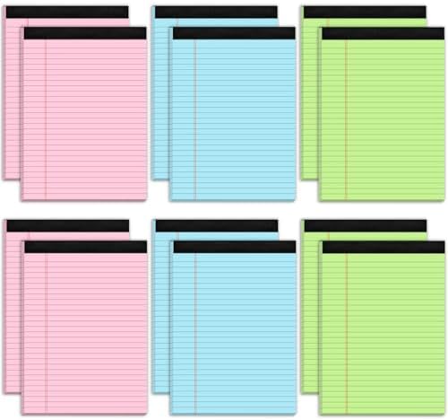 Amazon.com : Pink Legal Pads 8.5 x 11 Notebook Paper, 12 Pack Colored ...