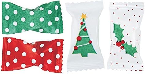 Amazon.com : Christmas Holiday Themed Peppermints 100 Count Wrapped ...