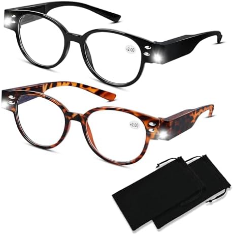 Amazon.com: Bright LED Readers with Lights Reading Glasses with Light ...