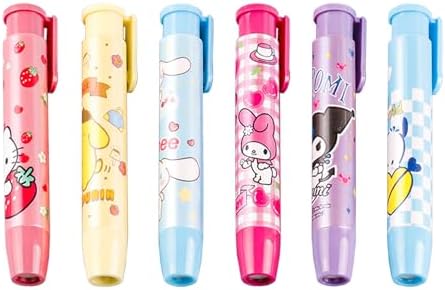 Amazon.com: 6Pcs Cute Cartoon Press on Erasers, Retractable Kawaii ...
